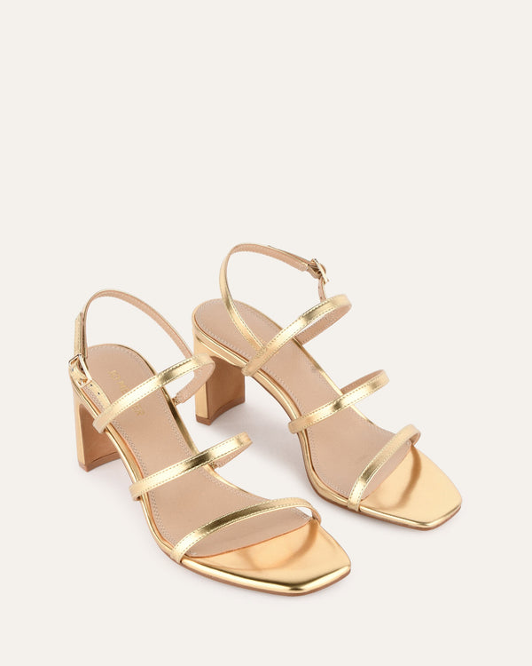 NIX MID HEEL SANDALS GOLD PATENT - Jo Mercer Northern Hemisphere